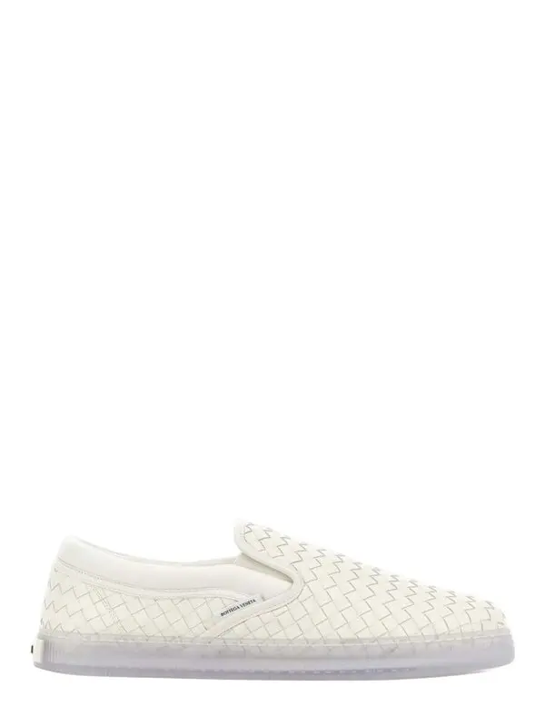 Bottega Veneta Intrecciato Leather Slip-on Sneakers - White