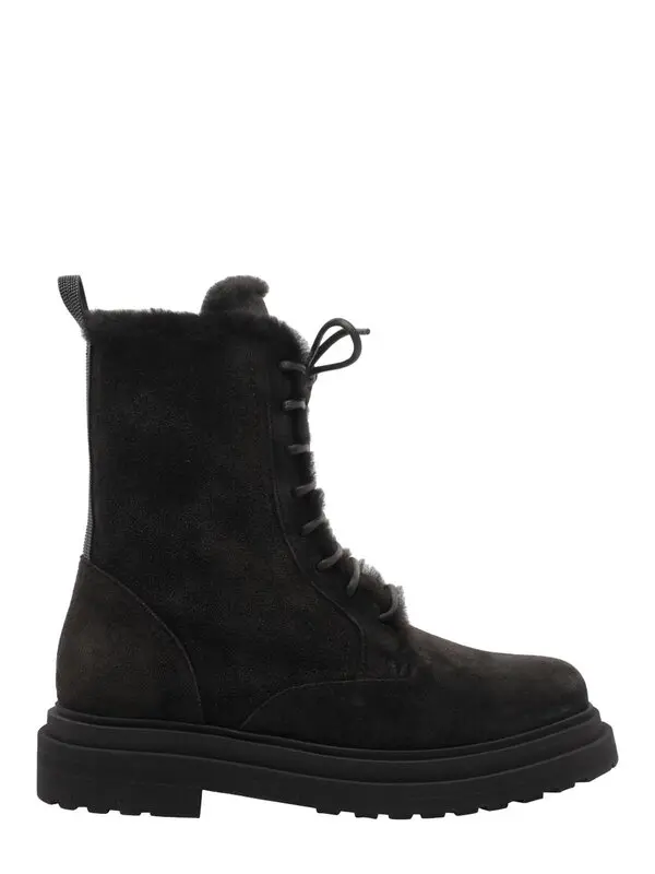 Brunello Cucinelli Lace-up Combat Boots - Black