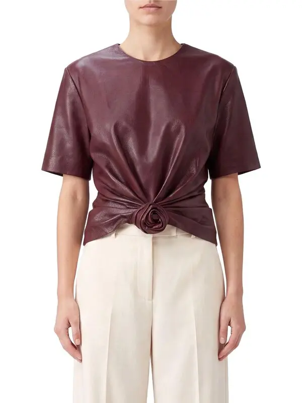 Magda Butrym Twisted Rose Detail Top - Brown
