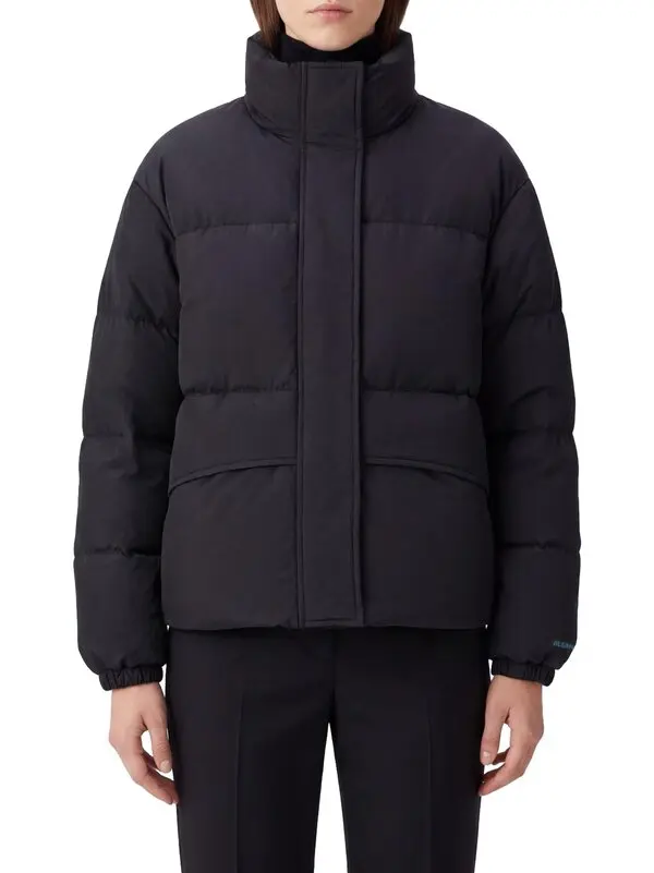 JIL SANDER Short Quilted Nylon Puffer Jacket With High Collar - Black