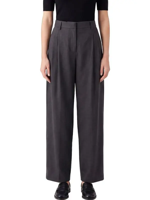 Max Mara High-waisted Wide-leg Wool Trousers - Charcoal