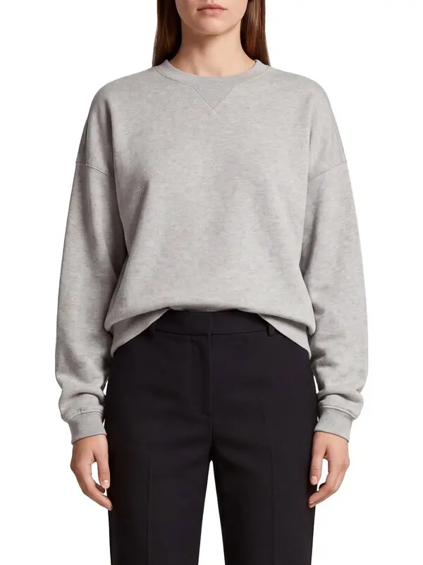 GOLDEN GOOSE Cotton Crewneck Sweatshirt With Dropped Shoulders And Elastic Hem - Grey
