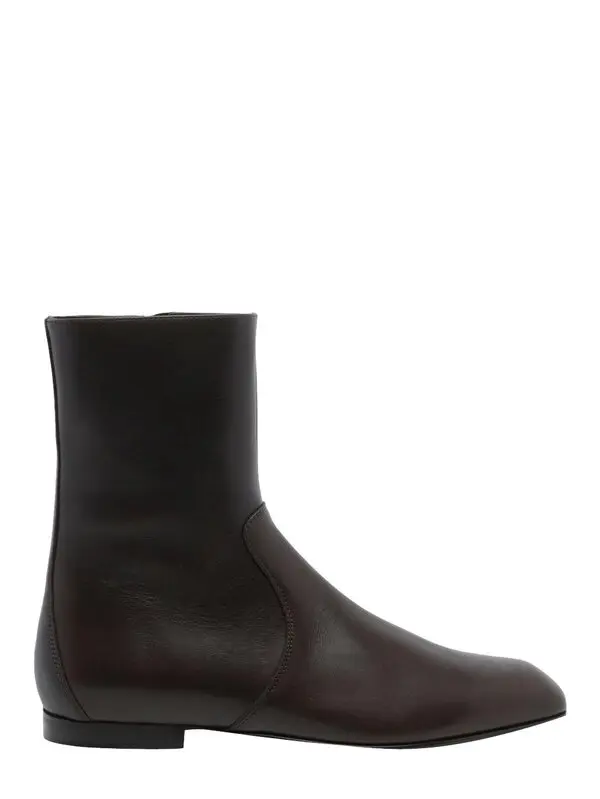 Khaite Flat Zip-up Ankle Boots - Brown
