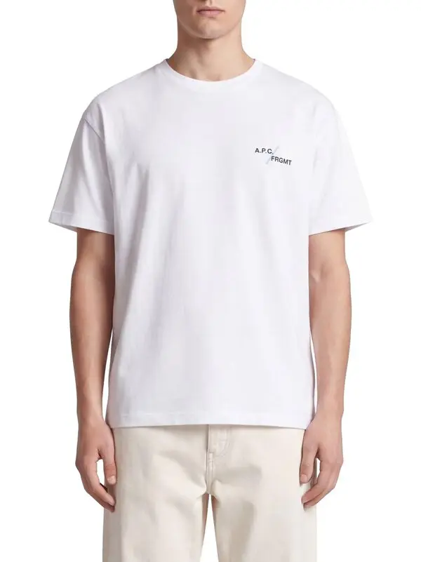 A.p.c. Cotton T-shirt With Contrast Logo And Dropped Shoulders - White