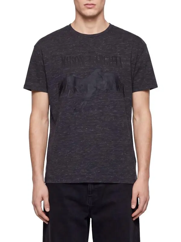 MAISON MARGIELA Graphic Logo Print Cotton Crewneck T-shirt - Charcoal