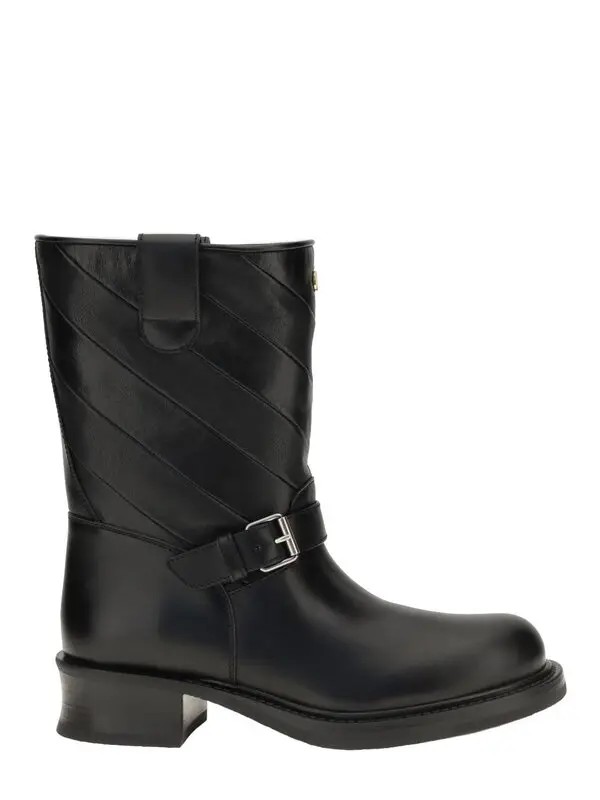 Valentino Garavani Leather Buckled Boots - Black