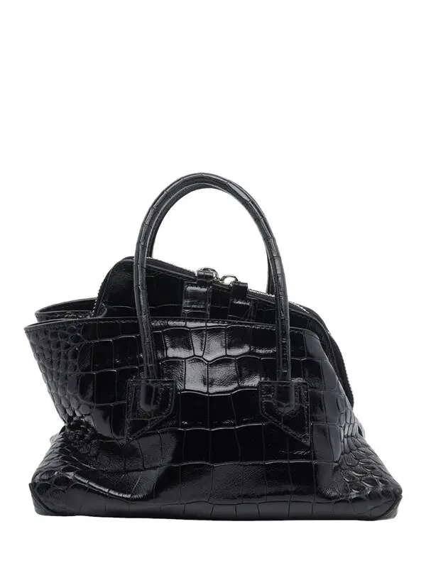 Attico La Passeggiata Croc-effect Calfskin Mini Handbag - Black
