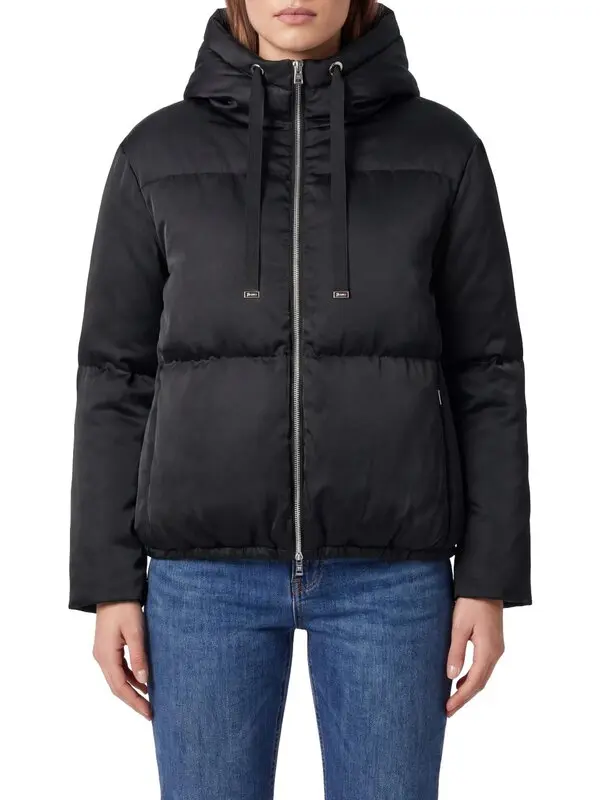Herno Short Water-repellent Nylon Down Jacket With Funnel Neck And Drawstring Hem - Black