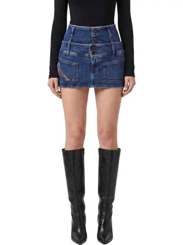 DIESEL® Decorivas High-waisted Cotton Mini Skirt - Denim