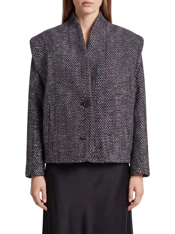 Isabel Marant Étoile Abstract Pattern Short Coat In Wool Blend - Charcoal