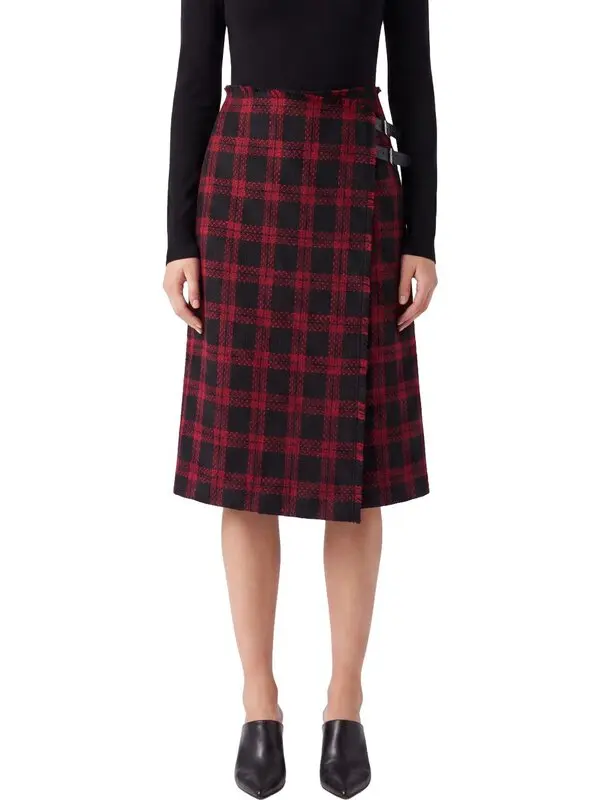 Pinko Plaid Wrap Skirt - Black