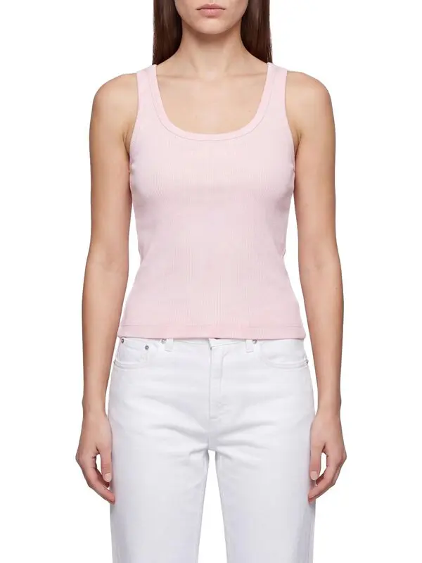 Casablanca U-neck Slim Fit Stretch Cotton Tank Top With Contrast Logo - Pink
