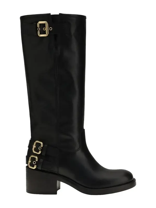 Chloé Buckled Knee High Boots - Black