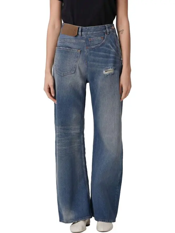 MAISON MARGIELA High-waisted Wide Leg Jeans In Worn-effect Denim - Blue