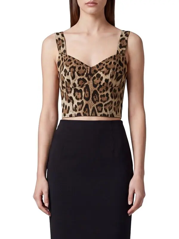 Dolce & Gabbana Animalier Print Cropped Corset Top - Savannah
