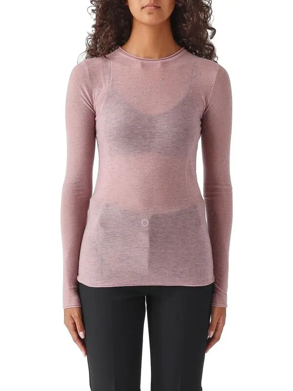 Pinko Slim Fit Crewneck Jumper With Sequin Embroidery - Pink