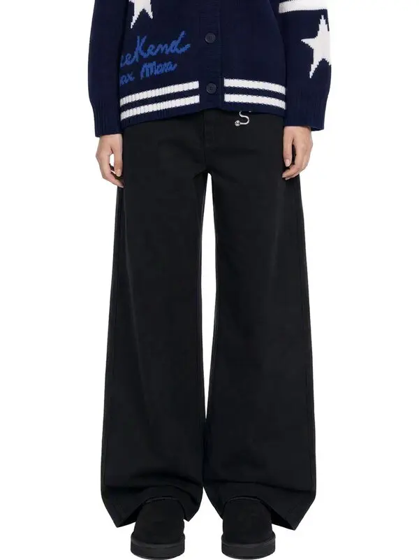 Sportmax Mid-rise Wide-leg Cotton Denim Jeans - Black