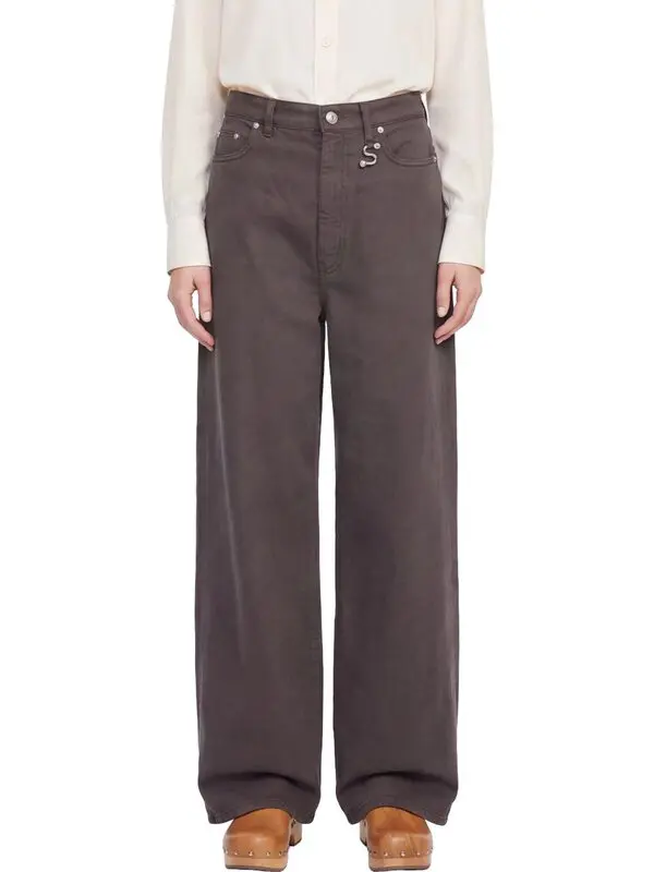Sportmax Mid-rise Wide-leg Cotton Denim Jeans - Brown