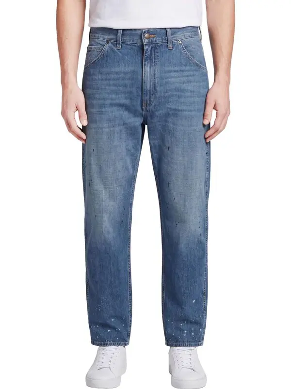 MAISON MARGIELA Straight Fit Abstract Print Cotton Denim Jeans - Blue