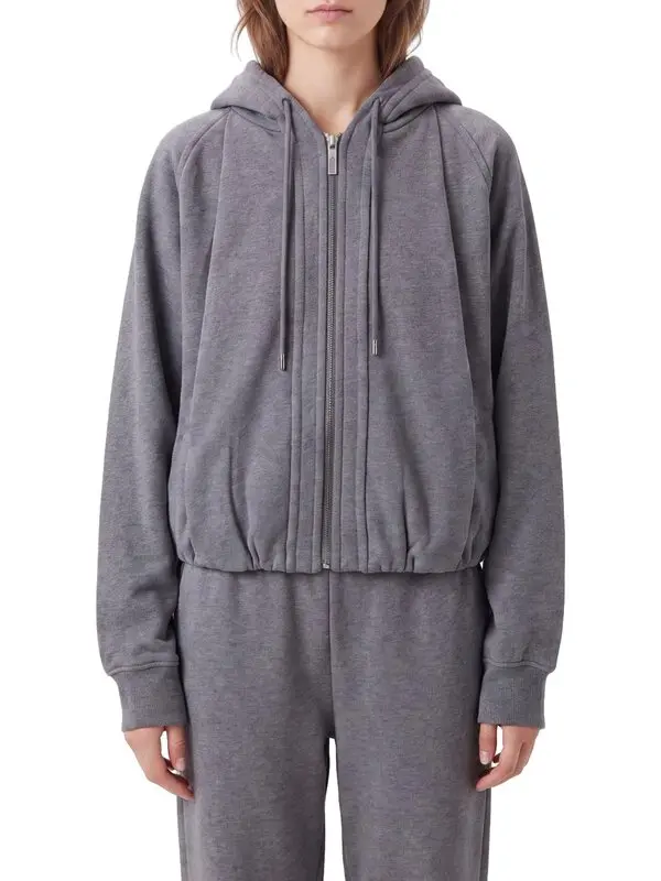 Sportmax Zipped Cotton Hoodie - Grey