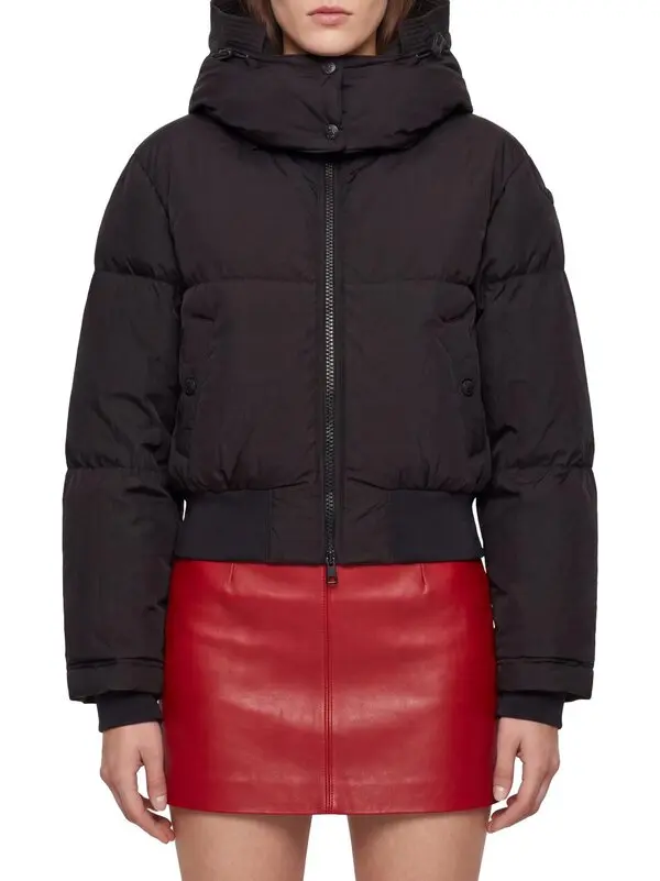 DIESEL® Short Quilted Nylon Puffer Jacket With Hood - Black