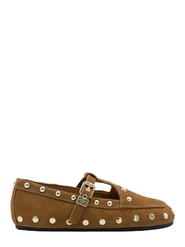 GANNI Embellished Ballet Flats - Coffee