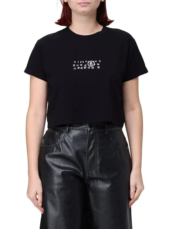 MAISON MARGIELA Slim Fit Cotton T-shirt With Numeric Logo - Black
