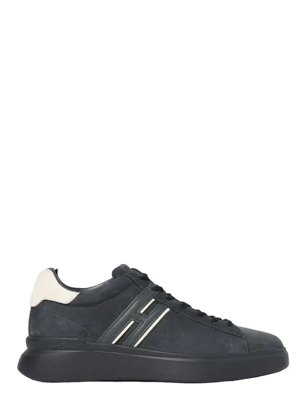 Hogan H580 Suede Low-top Sneakers With H Logo And Platform Sole - Blue