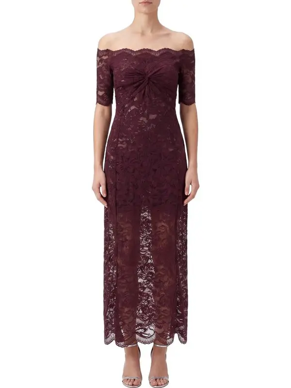 Rabanne Off-the-shoulder Lace Midi Dress - Violet