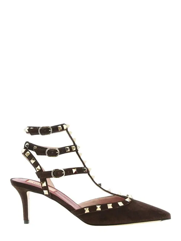 Valentino Garavani Heeled Sandals With Studs - Brown