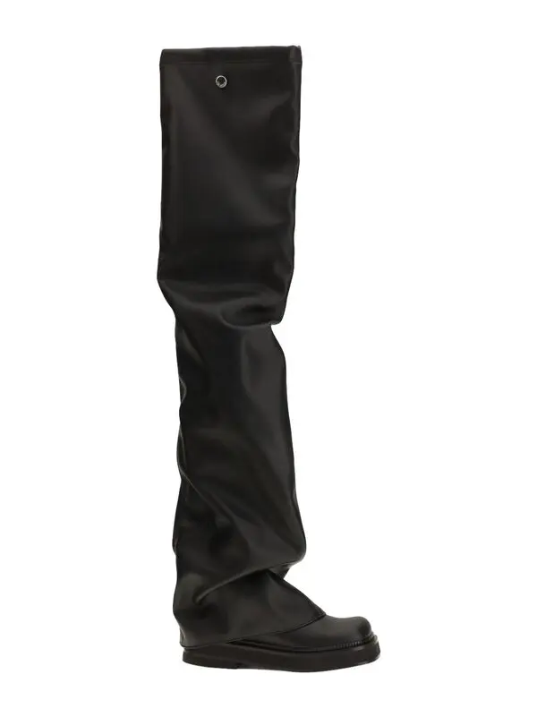 Attico Robin Over-the-knee Boots In Synthetic Leather With Low Heel - Black