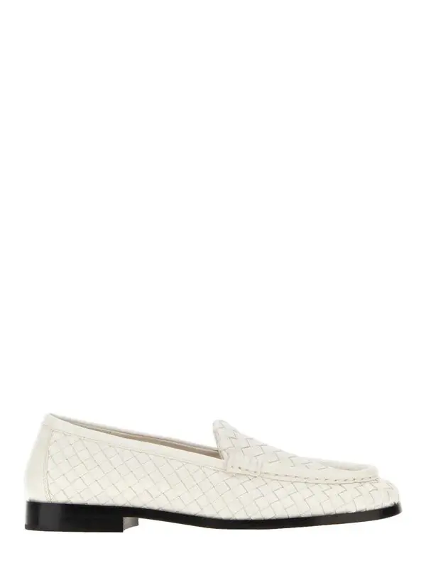 Bottega Veneta Silenzio Intrecciato Lambskin Loafers - Cream