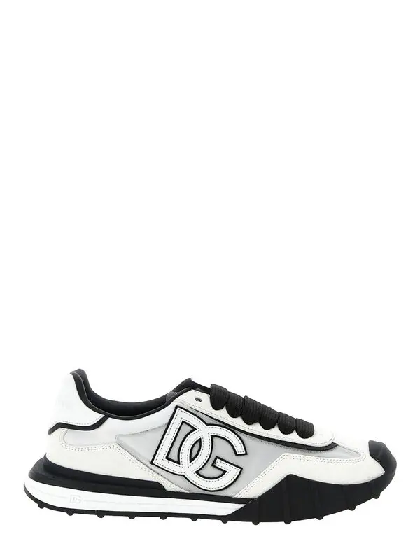 Dolce & Gabbana Dg Athletic Leather And Nylon Sneakers With Dg Monogram - White