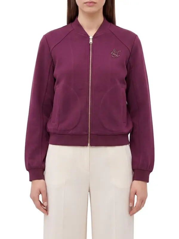 Liu Jo Zip-up Sweatshirt With Rhinestone Logo - Red