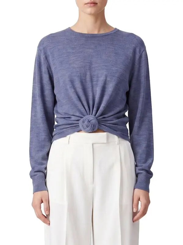 Magda Butrym Long-sleeved Wool Top With 3d Flower Appliqu - Grey