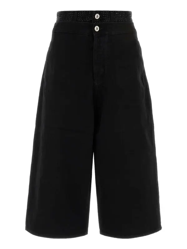 Attico Cotton Denim Bermuda Shorts - Black