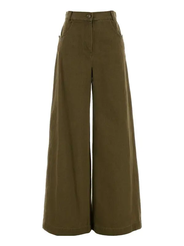 Max Mara Army Denim Alamaro Wide-leg Jeans - Green