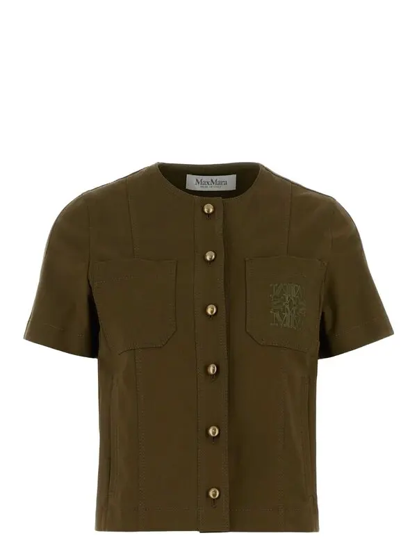 Max Mara Stretch Cotton Button-up Blouse - Green