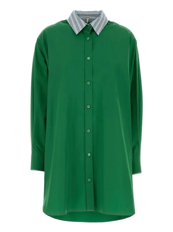 Loewe Grass Poplin Shirt Dress - Green