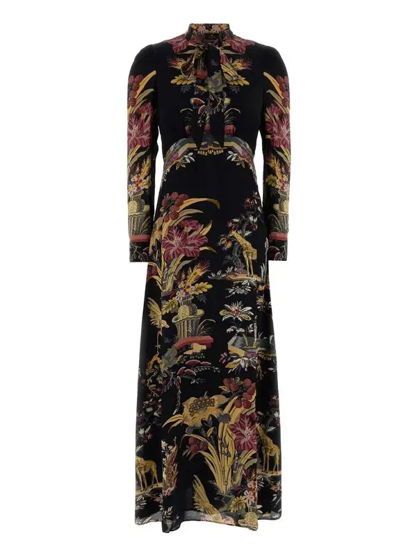 Etro Printed Crepe Long Dress - Multicolor