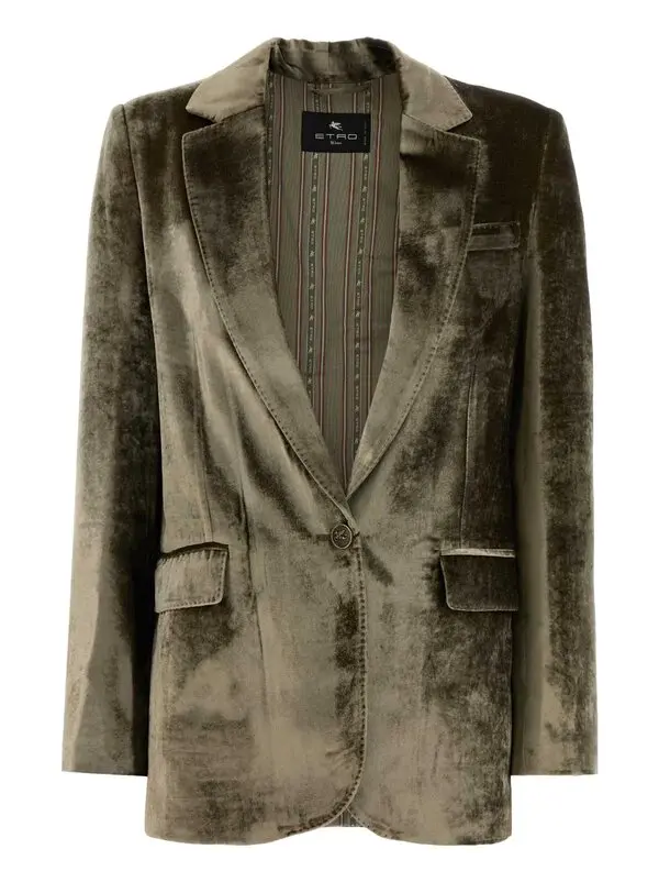 Etro Sage Velvet Blazer - Green