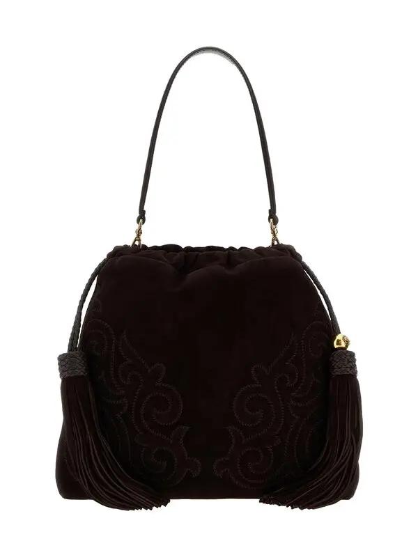 Etro Dark Suede Medium Kalispera Bucket Bag - Brown