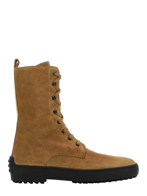 TOD'S Suede Lace-up Ankle Boots - Brown