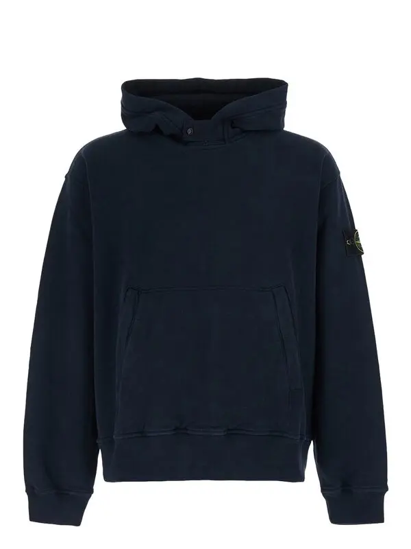 Stone Island Sweatshirt With Collar And Long Sleeves In Organic Cotton Blue - Multicolor