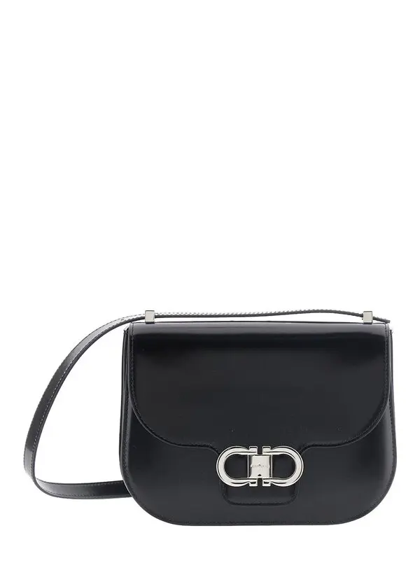FERRAGAMO Double G. Fl Shoulder Bag - Black