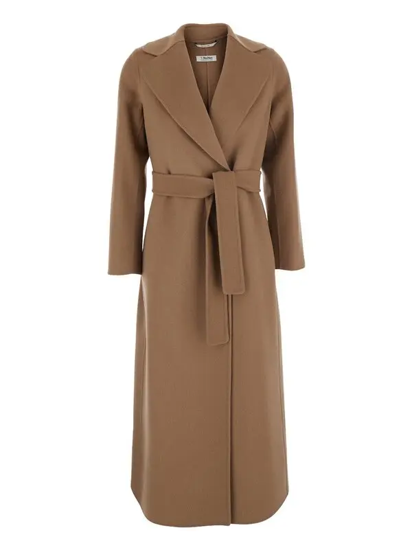 Max Mara S Coat Poldo With Notched Revers And Long Sleeves In Beige Wool - Multicolor