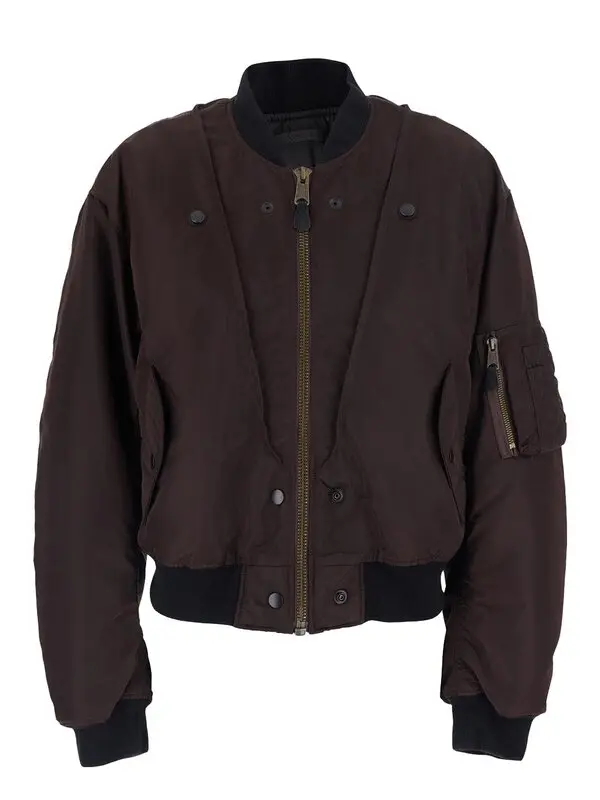 MAISON MARGIELA Overcoat With Classic Collar And Pockets In Tech Fabric Brown - Multicolor