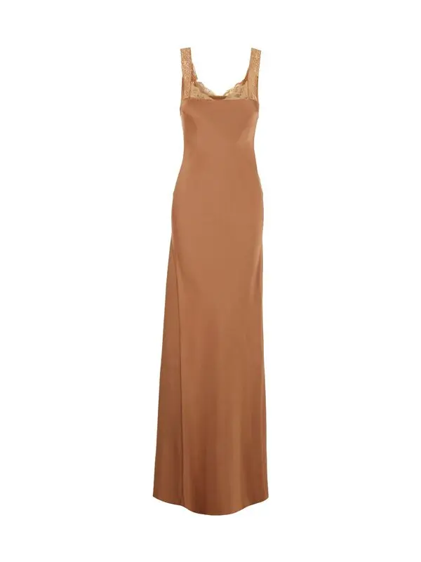 FORTE_FORTE Long Lace Strap Dress - Pink