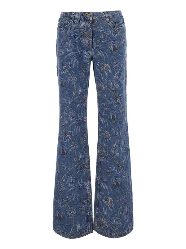 Etro Flared Jeans With All-over Print - Multicolor