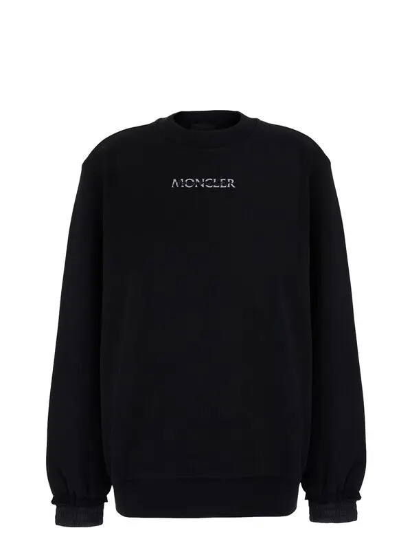 Moncler Cotton Crewneck Sweatshirt With Logo Lettering And Patch - Multicolor